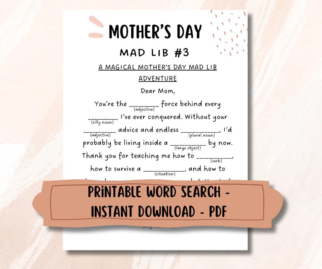 Magical Mothers Day Mad Lib | Printable Card for Mom From Kids | DIY ...