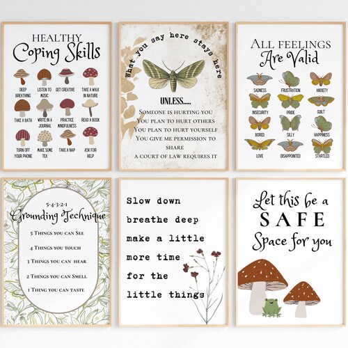Cottage Core Therapist Office Wall Art Set of 6 Therapy - Etsy