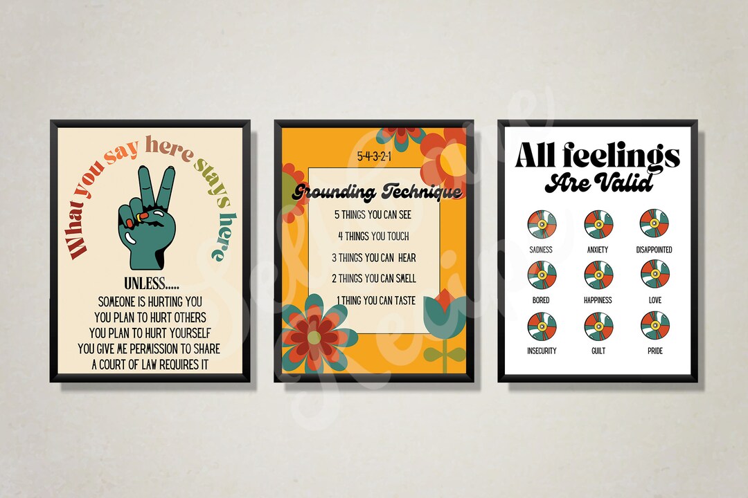 Retro Therapy Office Wall Art Set of 3 | Therapist Posters ...