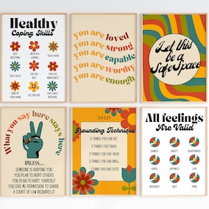 Retro Therapist Office Wall Art Set of 6 Therapy Posters - Etsy