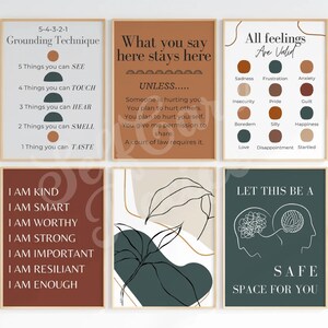 Minimalist Boho Therapist Office Wall Art Set of 6 Therapy Posters ...