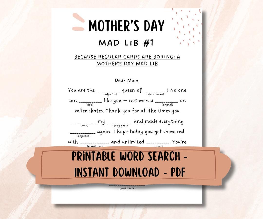 Funny Mothers Day Mad Lib Printable | DIY Card Alternative for Mom ...