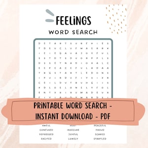 Feelings Word Search | Printable | Mental Health Word Search | Therapy ...