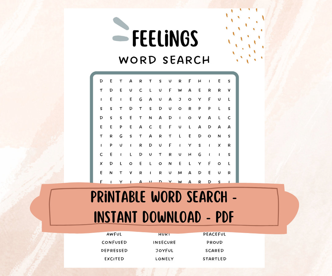 Feelings Word Search | Printable | Mental Health Word Search | Therapy ...