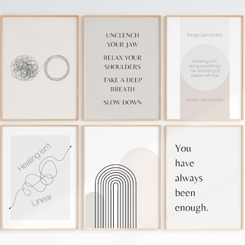 Modern Neutral Therapist Office Wall Art Set of 6 Minimalist - Etsy