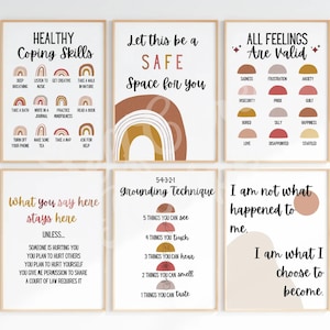 Retro Therapist Office Wall Art Set of 6 Therapy Posters Motivational ...