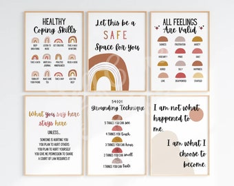 Modern Neutral Therapist Office Wall Art Set of 6 Minimalist Therapy ...