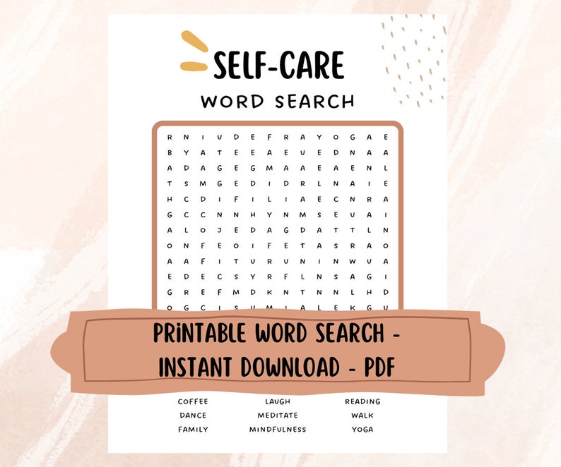 Self-care Word Search: Mental Wellness Activity (printable PDF) - Etsy