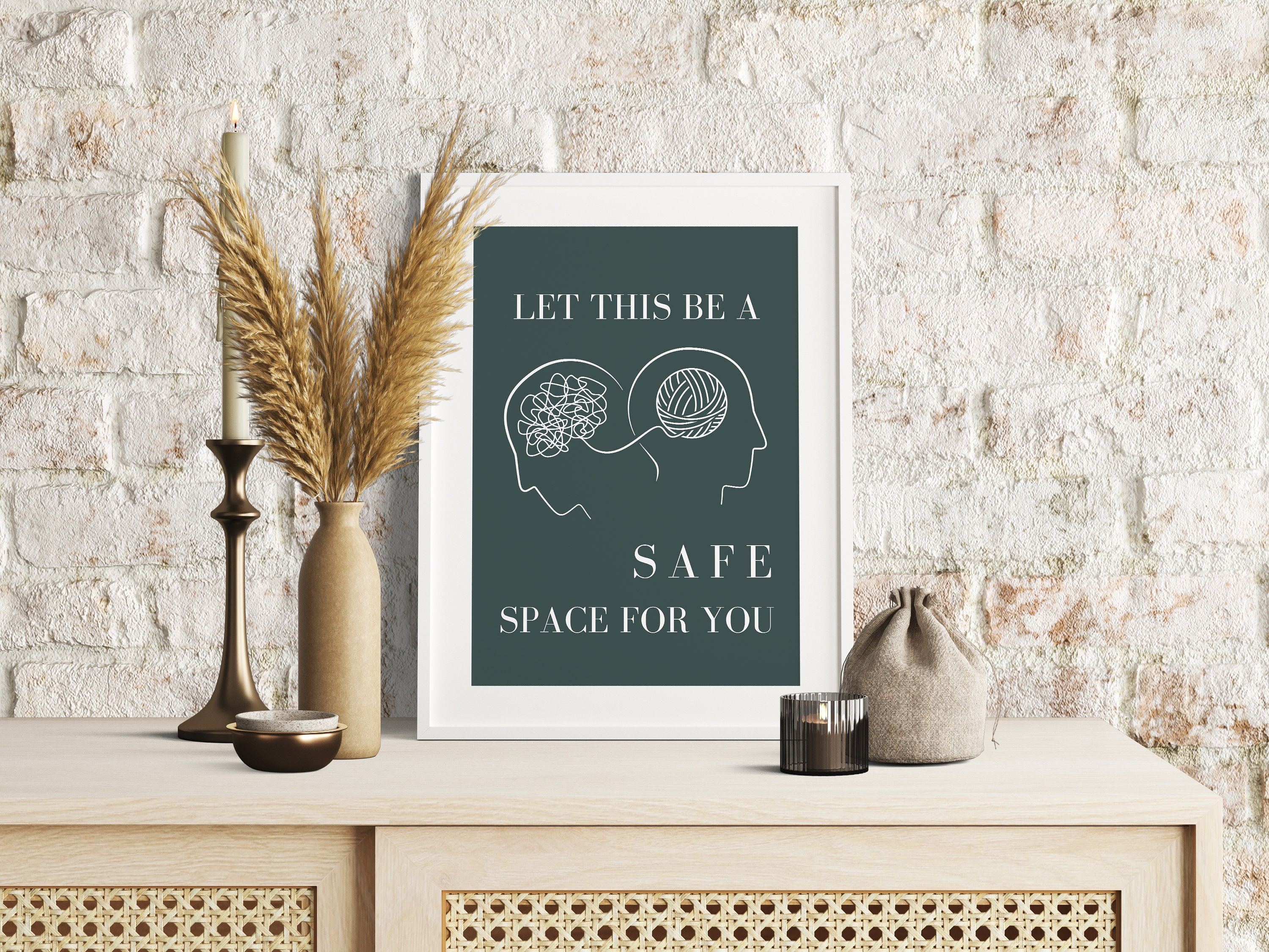 Safe Space Wall Art | Boho Therapy Posters | Modern Printable Art ...