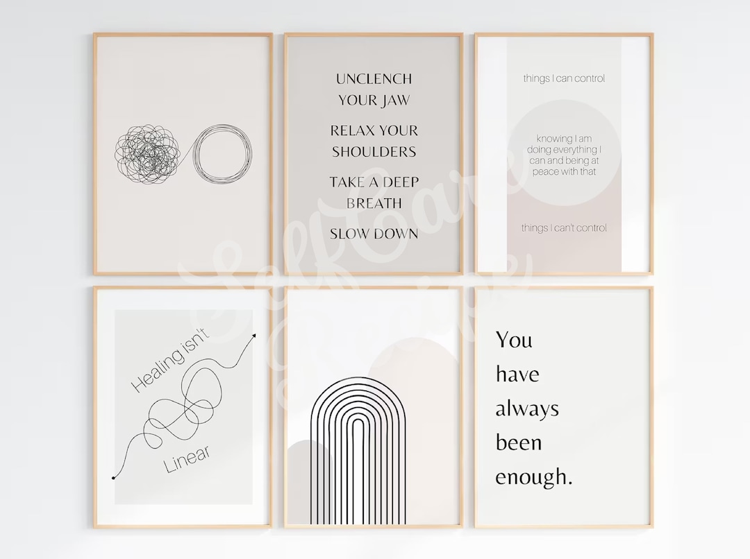 Minimalist Boho Therapist Office Wall Art Set of 6 | Therapy Posters ...