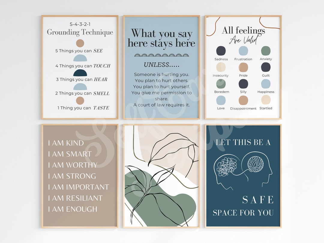 Therapist Office Decor: Boho Psychology Posters Set (digital Download ...