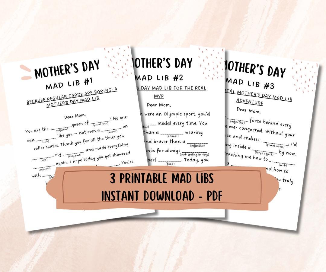 Funny Mother’s Day Mad Libs | Printable Card Alternative | DIY Mom Gift ...