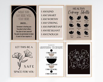 Retro Therapist Office Wall Art Set of 6 Therapy Posters | Etsy UK