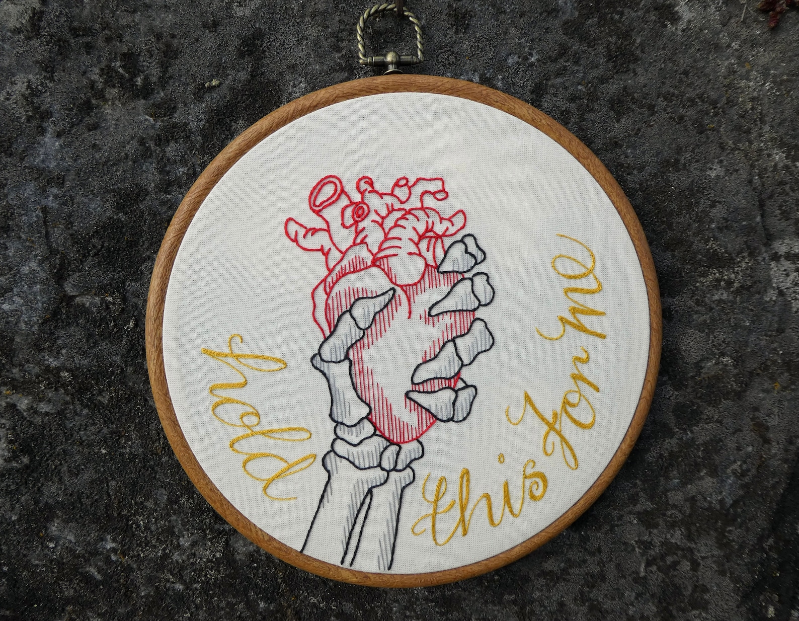 Hand Embroidery PDF Pattern, Skeleton Hand and Anatomical Heart Design ...