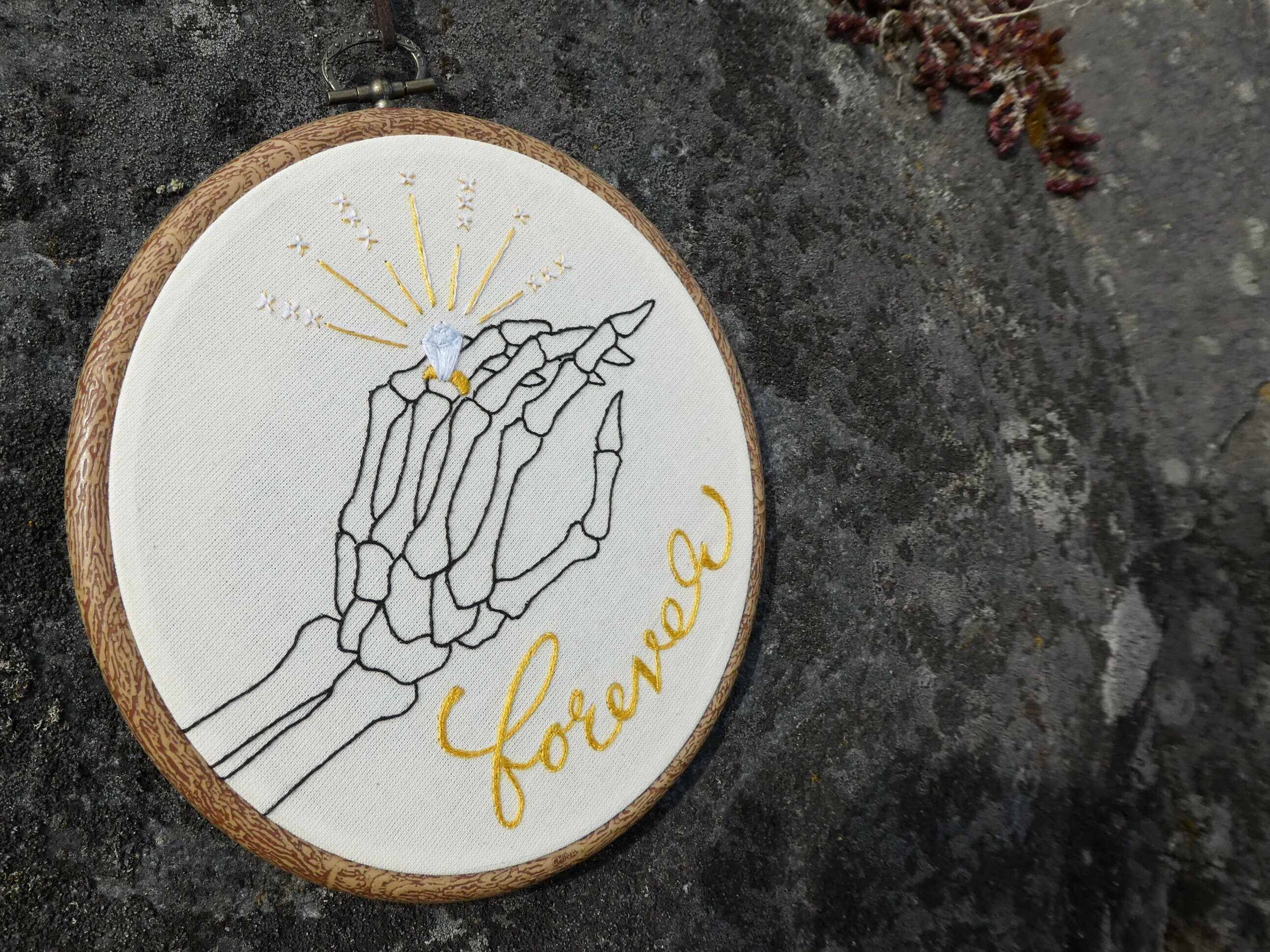 Hand Embroidery PDF Pattern, Skeleton Hand Design, Engagement, Instant ...