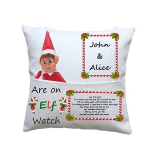 Personalised Elf Pocket Cushion Case/cover, 40x40 Cm, Christmas Elf ...