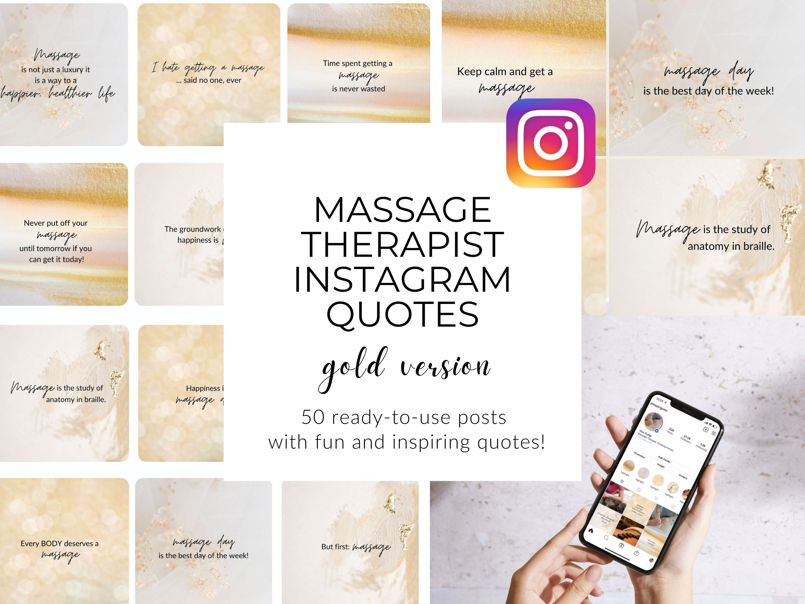 Massage Therapist Instagram Posts, 50 Gold, Sparkles, Massage Therapy ...
