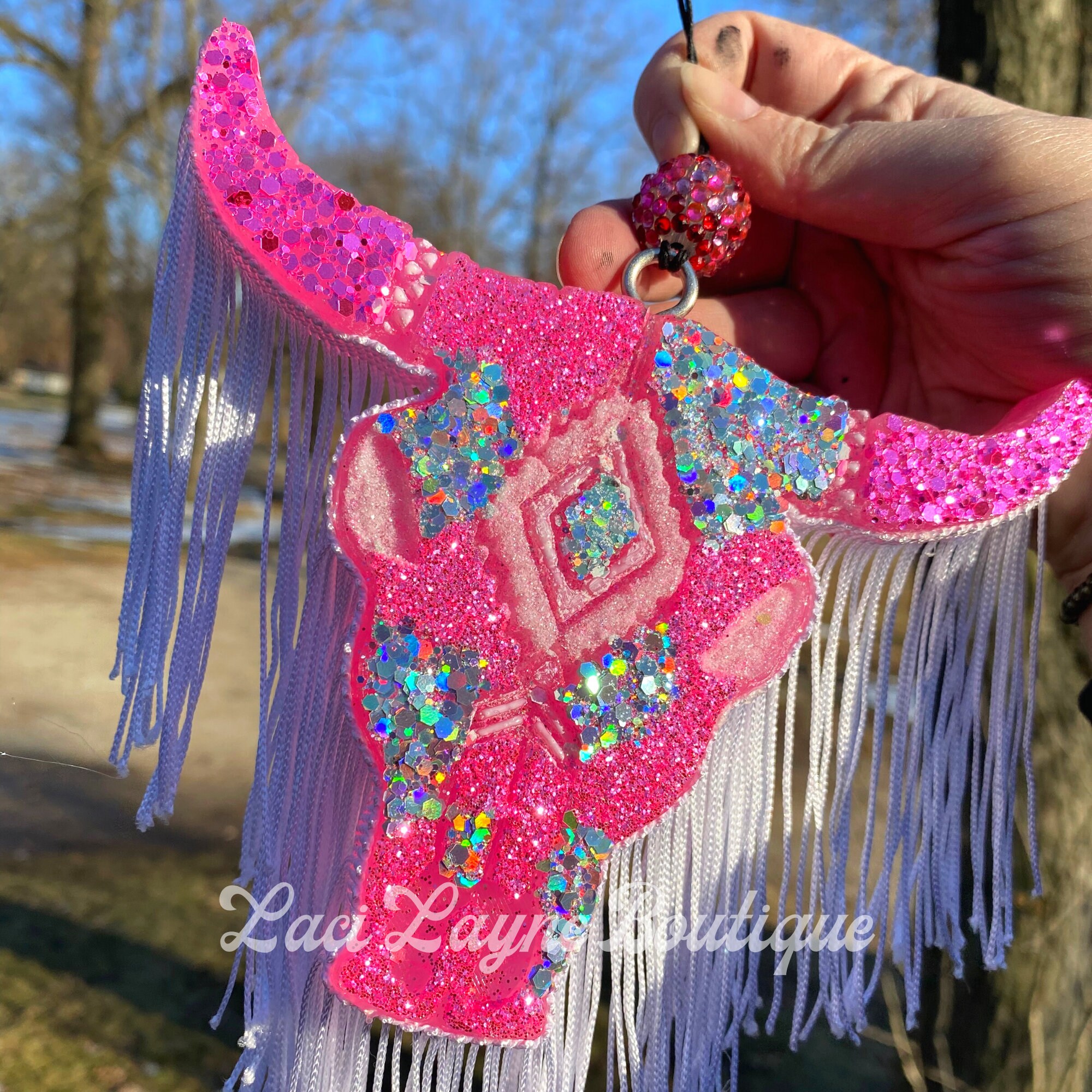 Pink Glitter Bull Skull Freshie Western Car Accessory Air - Etsy