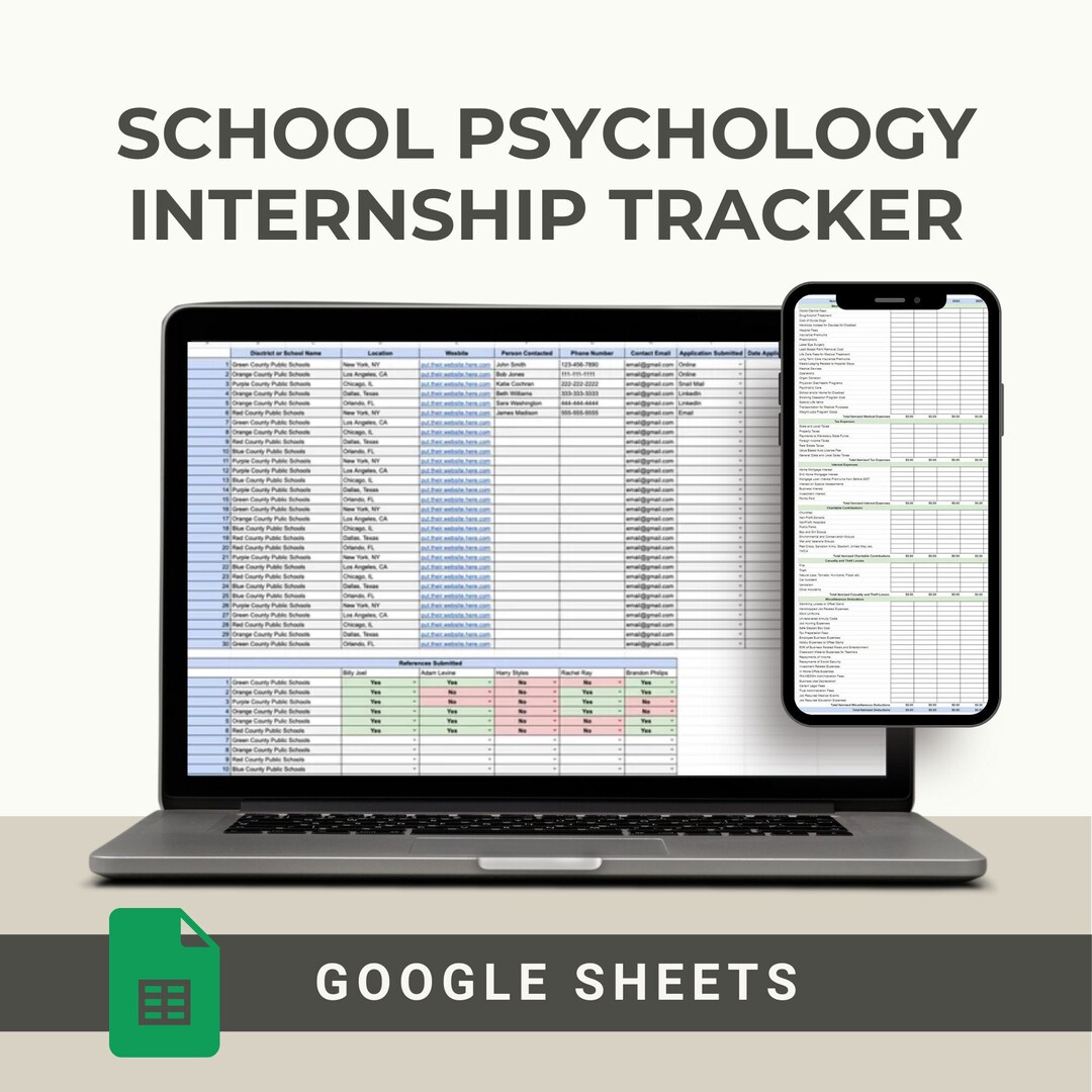 School Psychology Internship Job Tracker Spreadsheet Teacher Practicum ...