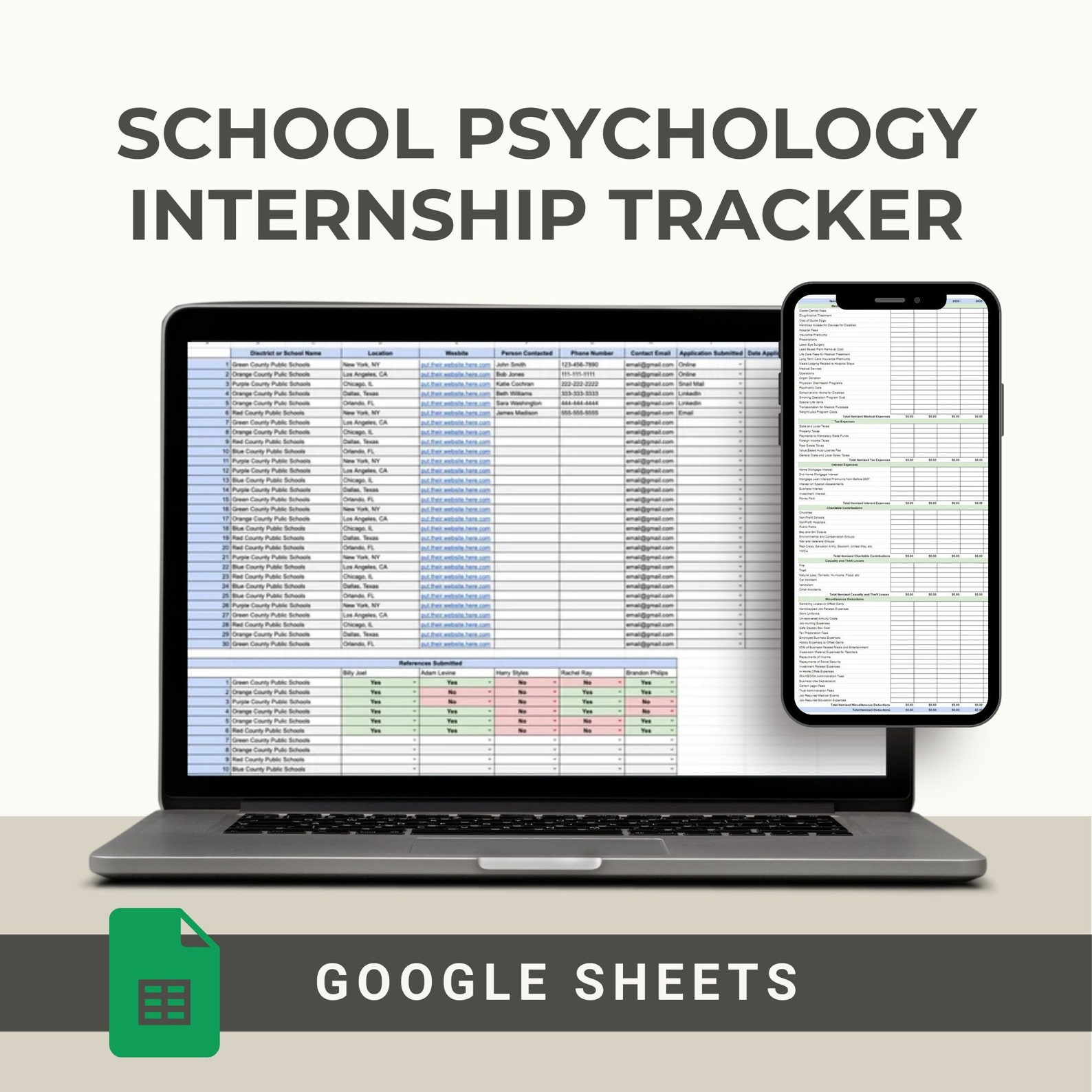 School Psychology Internship Job Tracker Spreadsheet Teacher Practicum ...