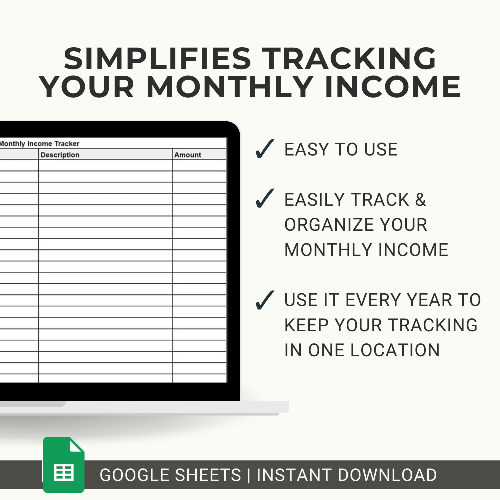 Monthly Income Tracker Template Self Employed Income Tracking ...