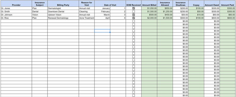 Medical Expense Tracker, Medical Tracker, Monthly Expenses, Annual ...