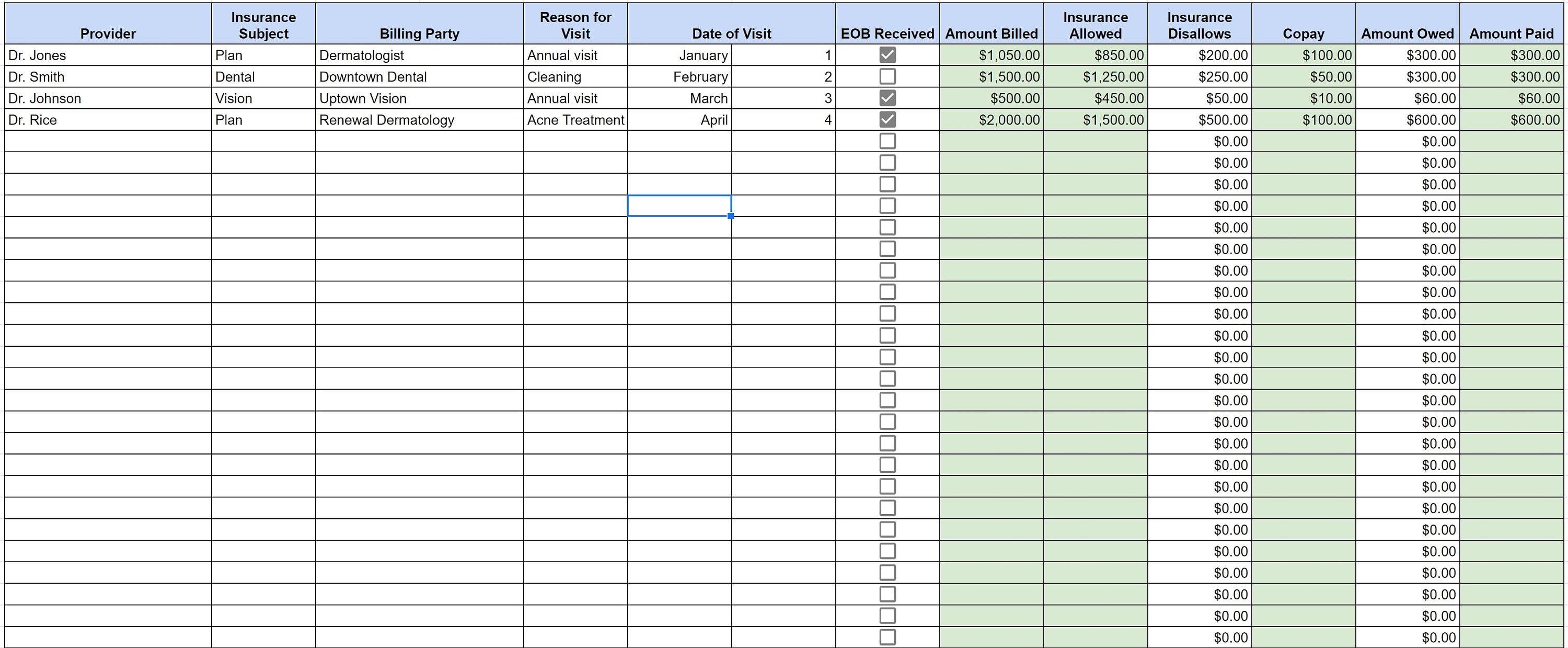 Medical Expense Tracker, Medical Tracker, Monthly Expenses, Annual ...