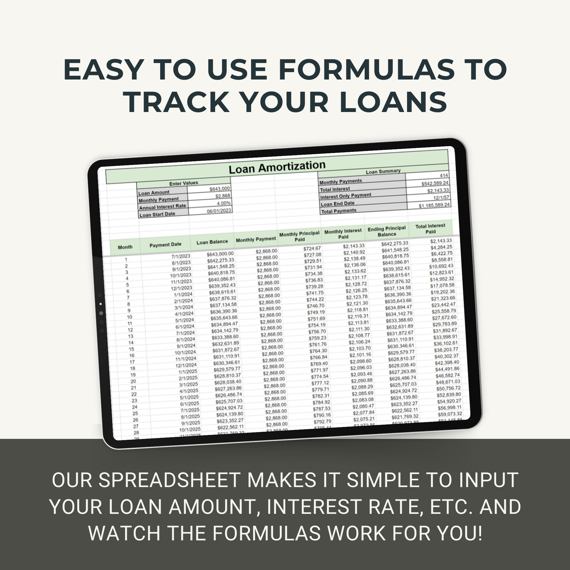 Loan Payoff Excel Spreadsheet Template Mortgage Amortization Debt ...