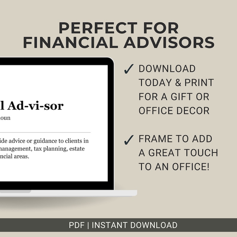 Financial Advisor Wall Art Print Finance Office Decor Thank You Gift ...