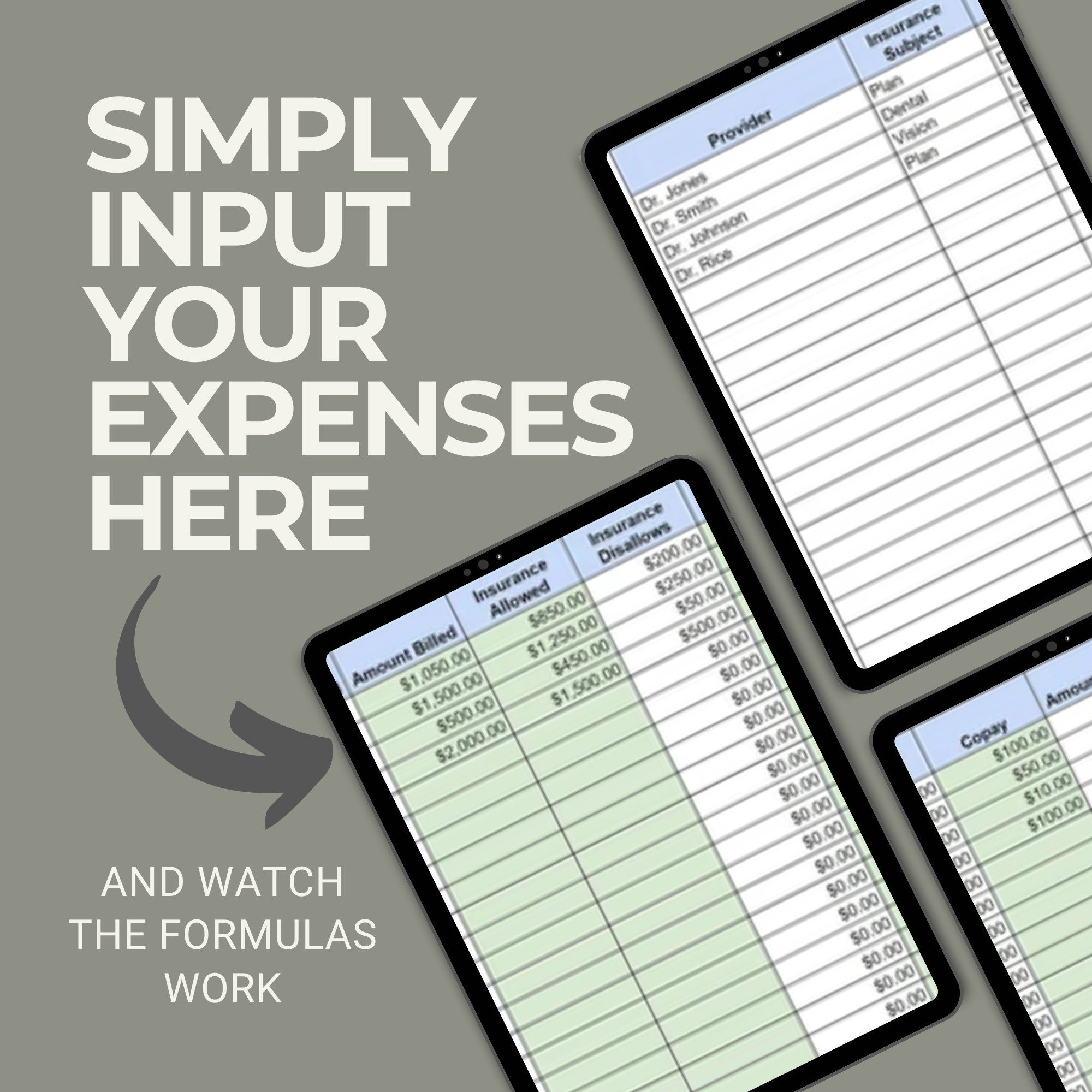 Medical Expense Tracker Spreadsheet Healthcare Monthly Budget Annual Finances Book Medical Bill ...