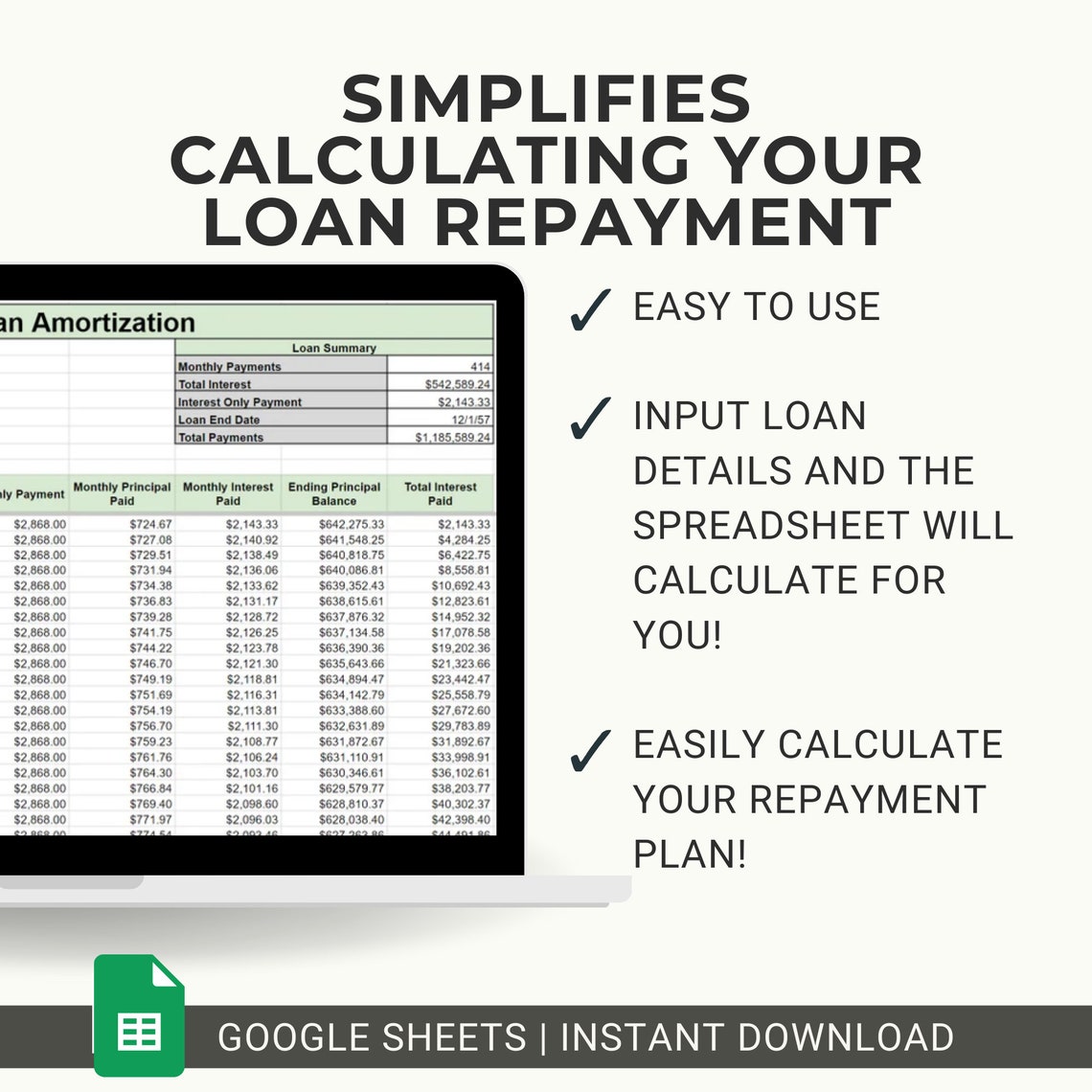 Loan Payoff Excel Spreadsheet Template Mortgage Amortization Debt ...