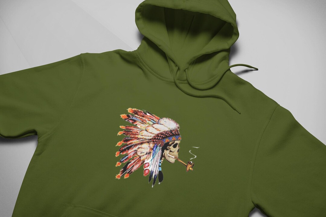 Native American Skull Hoodie, Indian Chief Hoodie, Native American ...