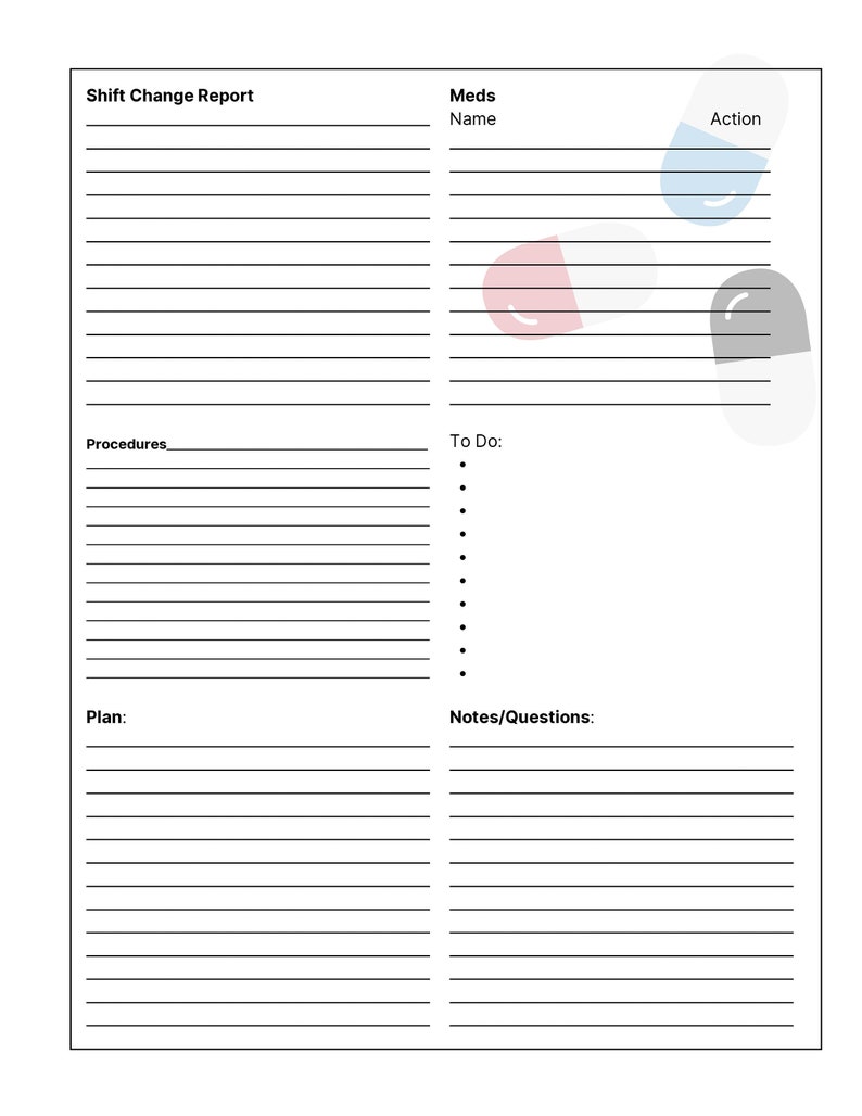 MED SURG- Nurse Clinical Report Sheet - Etsy