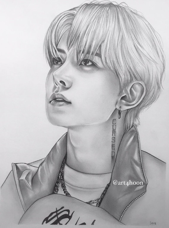 ENHYPEN HEESEUNG Pencil Drawing Print pls Read Item - Etsy