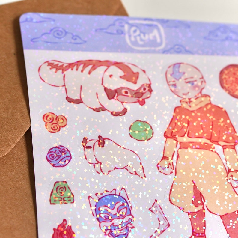 Avatar Holographic Sticker Sheet, Appa, Cabbages, Momo, Blue Spirit - Etsy