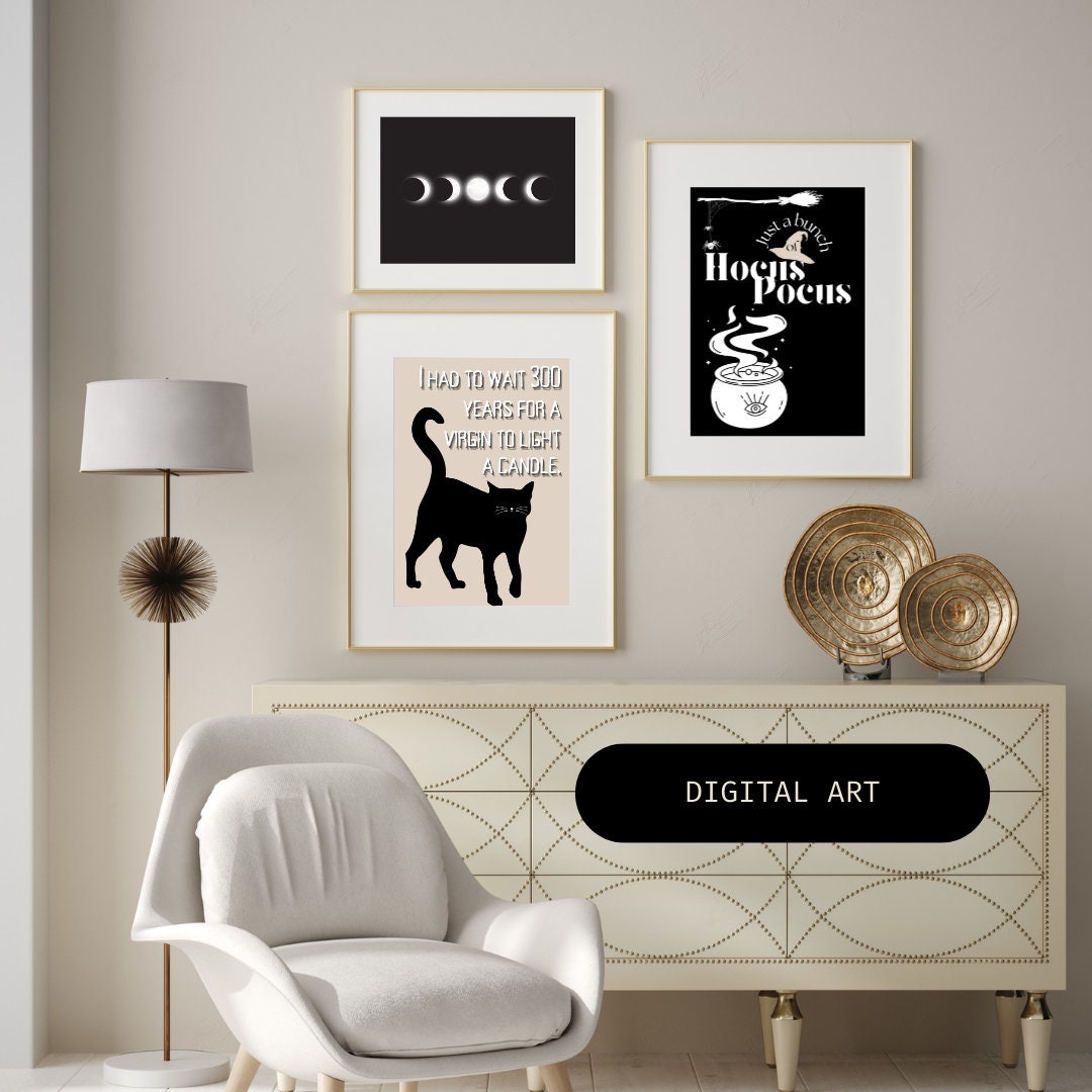 Magical Hocus Pocus Art Print Trio - Spooky and Stylish Halloween Wall ...