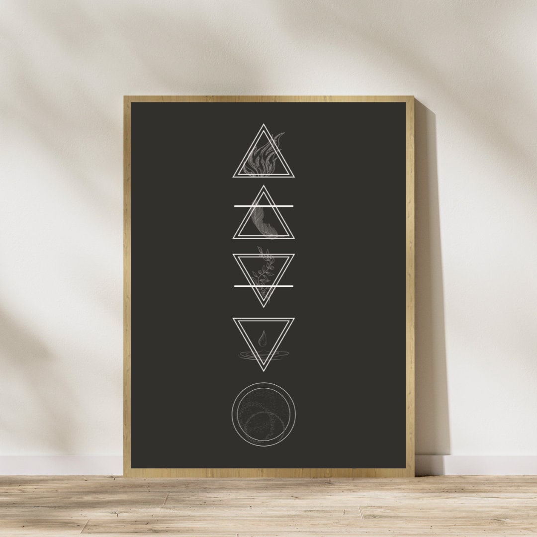 Nature-inspired Five Elements Symbols Art Print Enhance Your - Etsy
