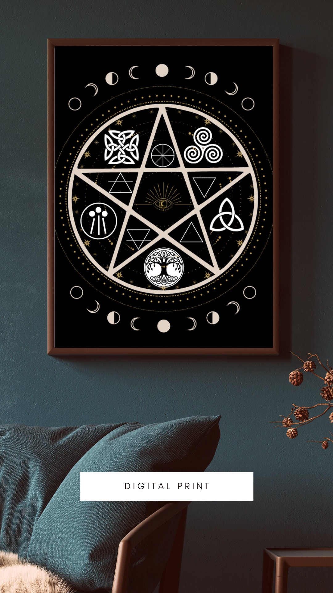 Unique and Mystical Pentagram Invoking Circle Printable Art - Instant ...