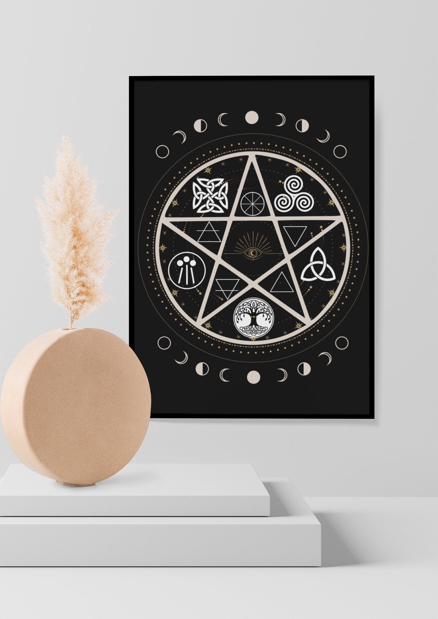 Unique and Mystical Pentagram Invoking Circle Printable Art - Instant ...