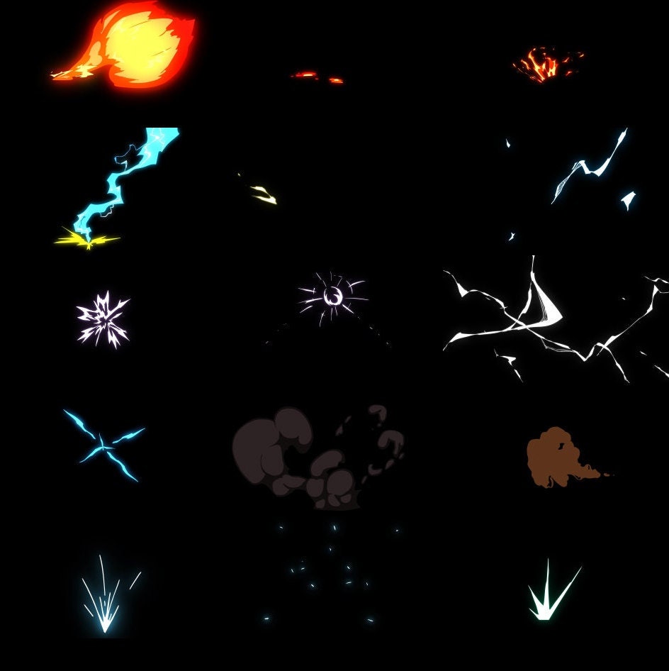 Anime Animated Contains a Set of 30 Overlaying Elements. Explosion PACK ...