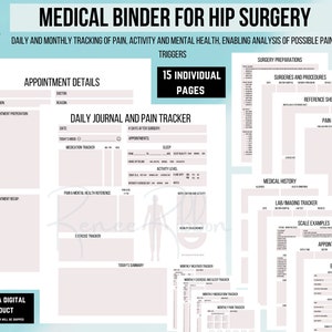 Hip Surgery Medical Binder / Hip Replacement / Easy Customization ...
