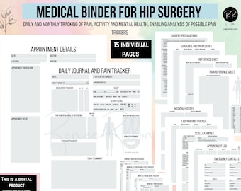 Hip Surgery Medical Binder / Hip Replacement / Easy Customization ...