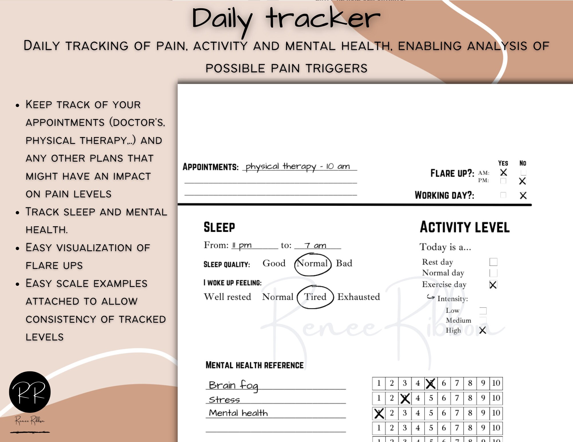 Daily Pain, Mental Health and Activity Tracker / Chronic Illness ...