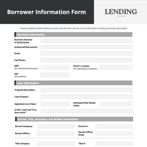 Borrower Information Form for Real Estate Lender - Etsy