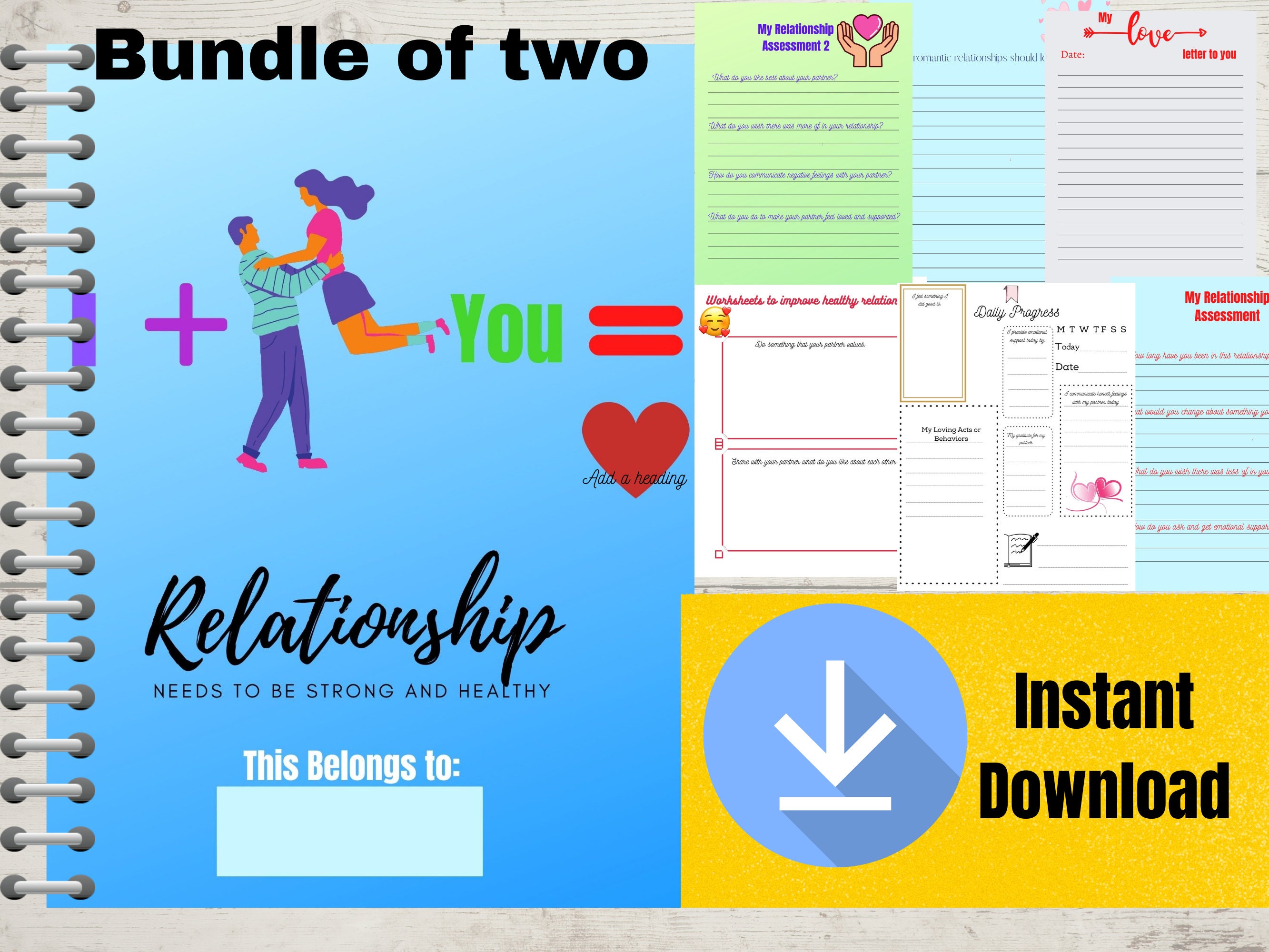 Couples Therapy CBT Worksheets, Relationship Intimacy Therapy Workbook ...