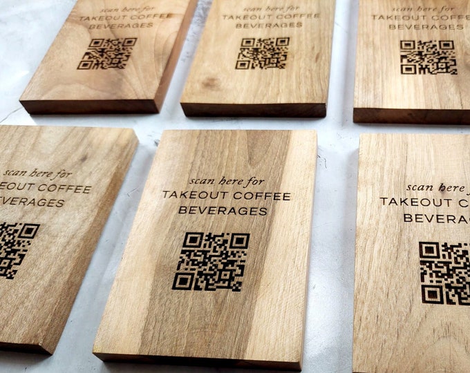 Engraved QR Code Plaque to Place on Table Logo, Table Number ...
