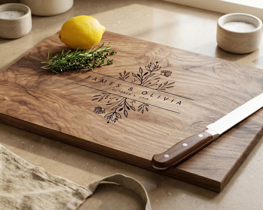 Personalized Walnut Cutting Board, Custom Wedding Gift, Engraved ...