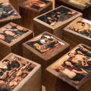 Custom Walnut Photo Cube Set | Modular Family Picture Puzzle ...