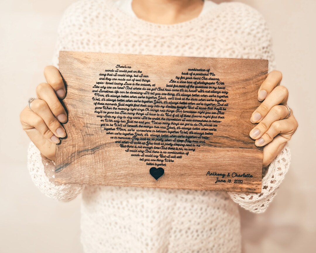 Wedding Song Lyrics, Wedding Song Sign, First Dance Lyrics, Wood ...