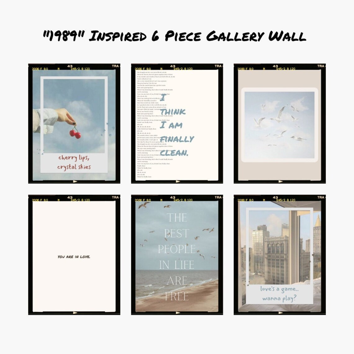 1989 Album Inspired 6 Piece Gallery Wall Set New Romantics Clean Blank ...